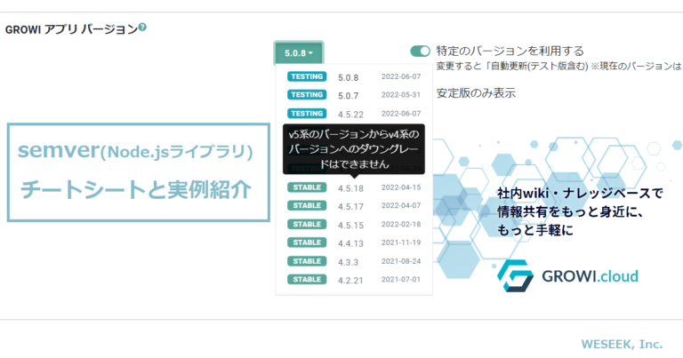 semver(Node.jsライブラリ)のチートシートと実例紹介